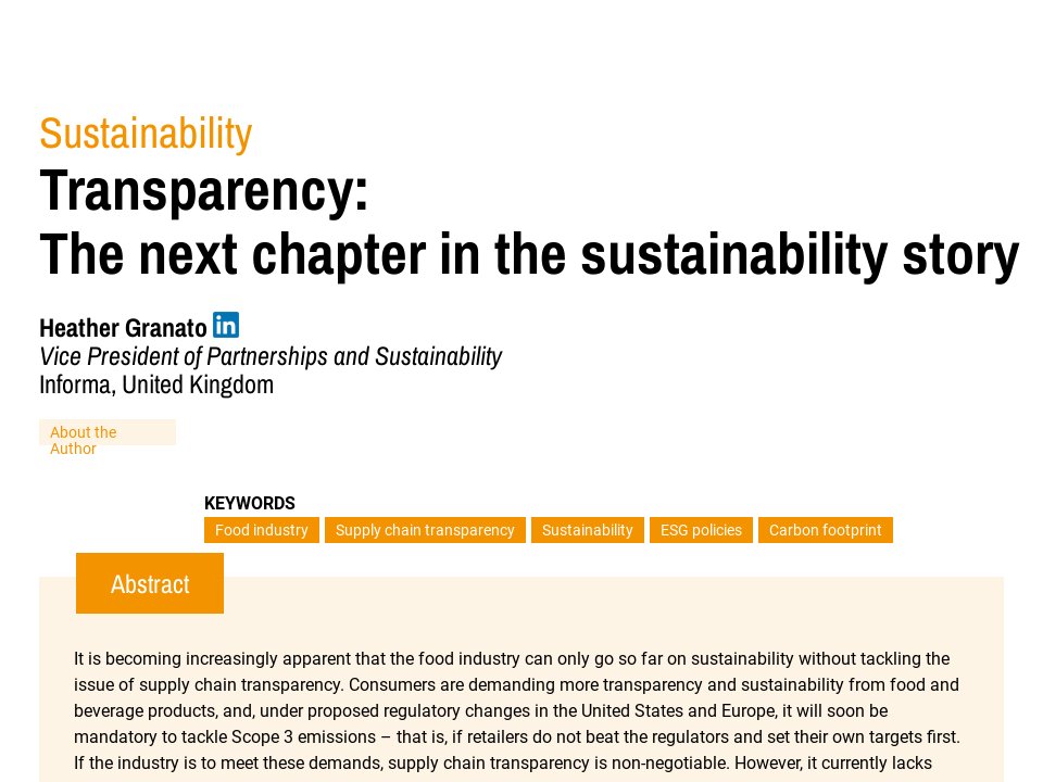 SUSTAINABILITY - Transparency: The next chapter in the sustainability ...