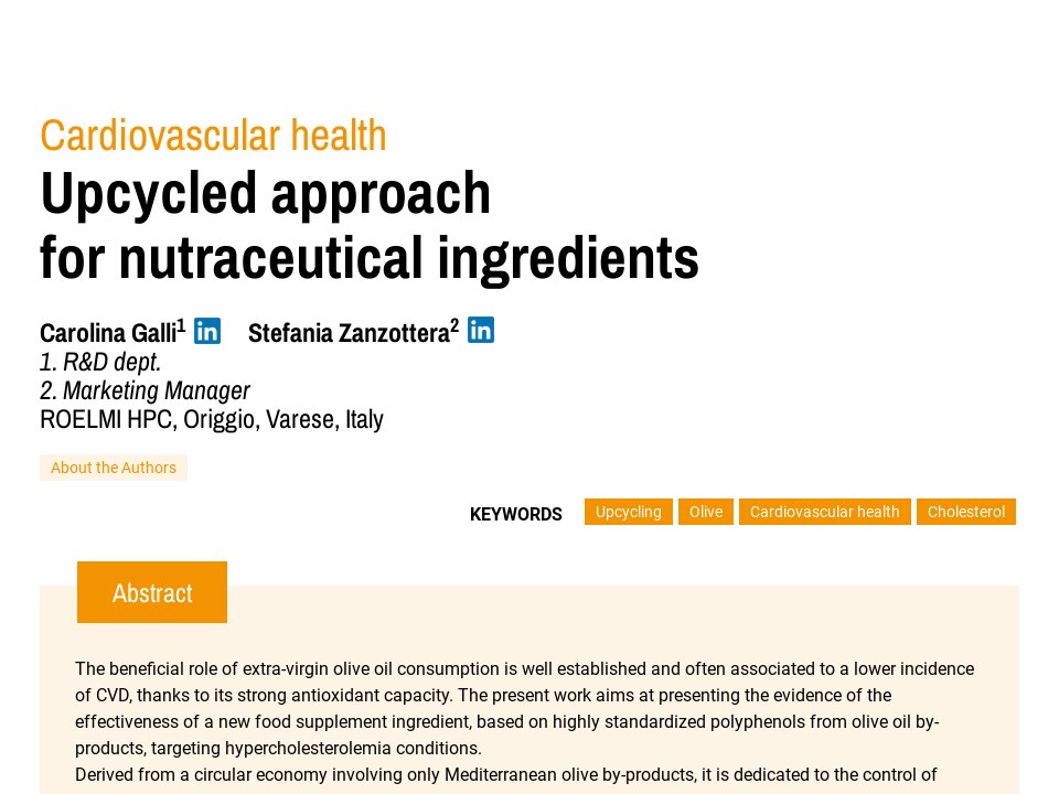 CARDIOVASCULAR HEALTH - Upcycled approach for nutraceutical ingredients ...