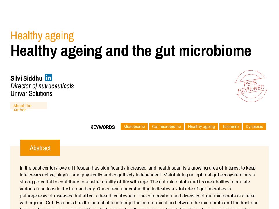 HEALTHY AGEING - Healthy ageing and the gut microbiome - AgroFOOD Industry Hi Tech 34(3) 2023