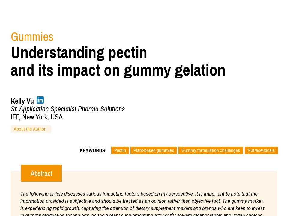 GUMMIES - Understanding pectin and its impact on gummy gelation ...
