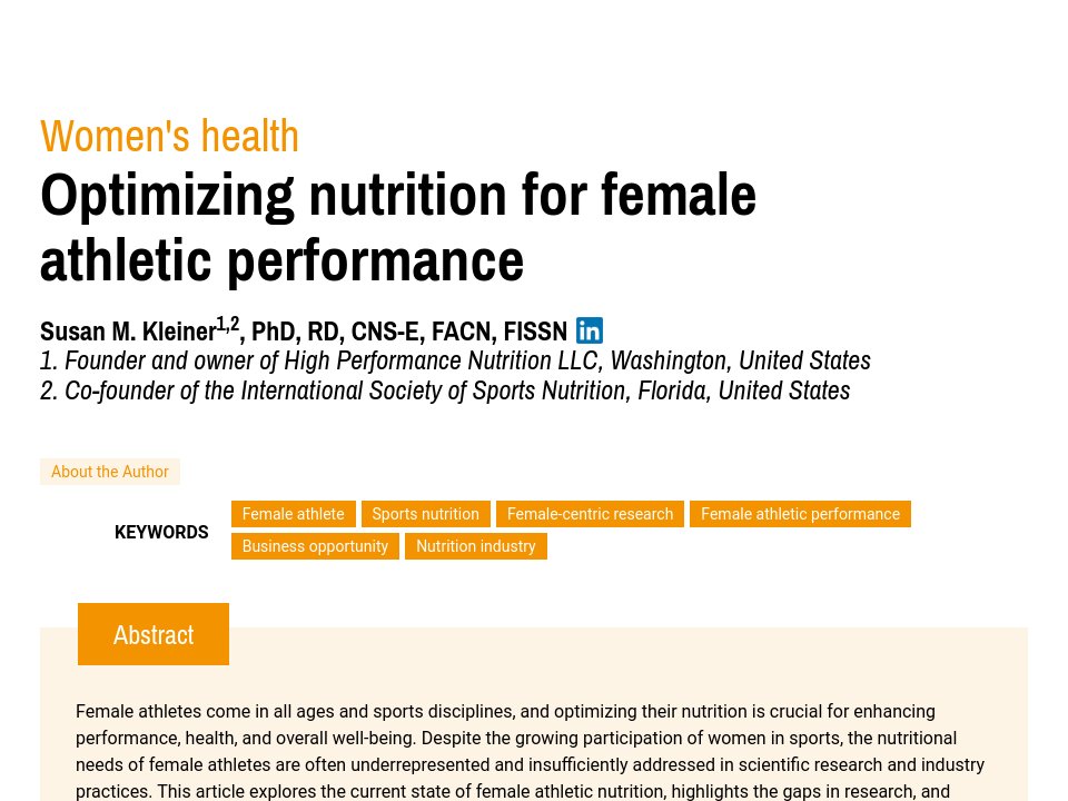 WOMEN'S HEALTH - Optimizing Nutrition for Female Athletic Performance ...