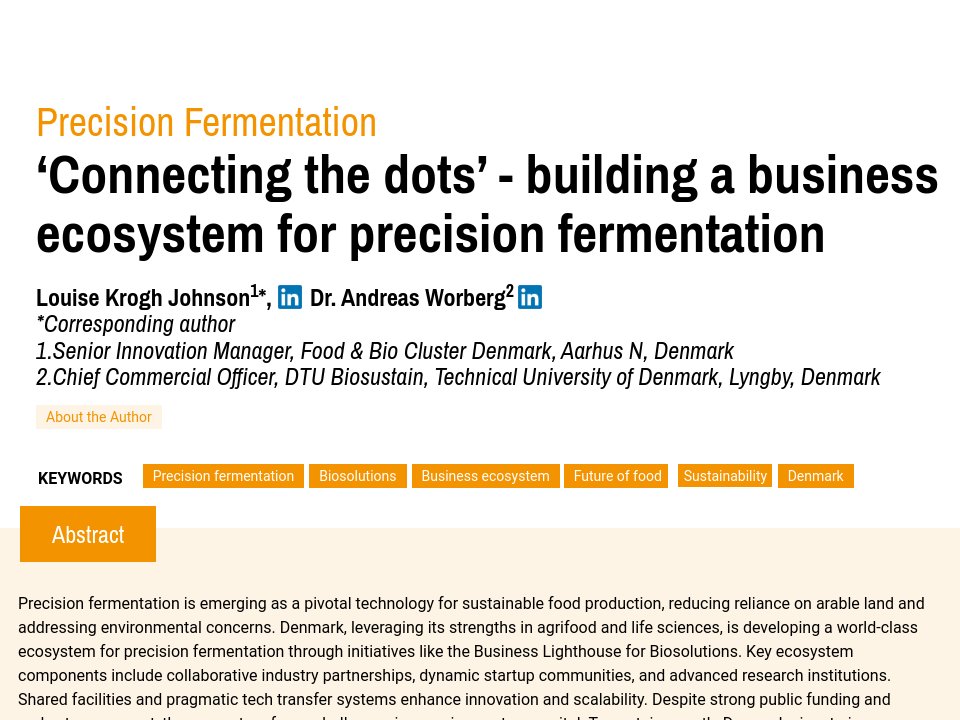PRECISION FERMENTATION - ‘Connecting the dots’ - building a business ...