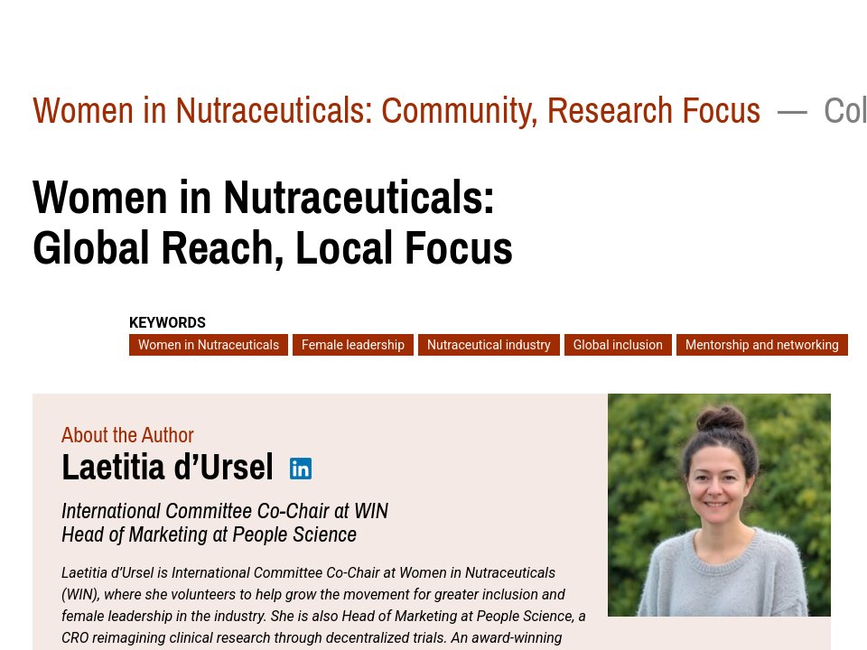 Column - Women in Nutraceuticals - Women in Nutraceuticals: Global ...