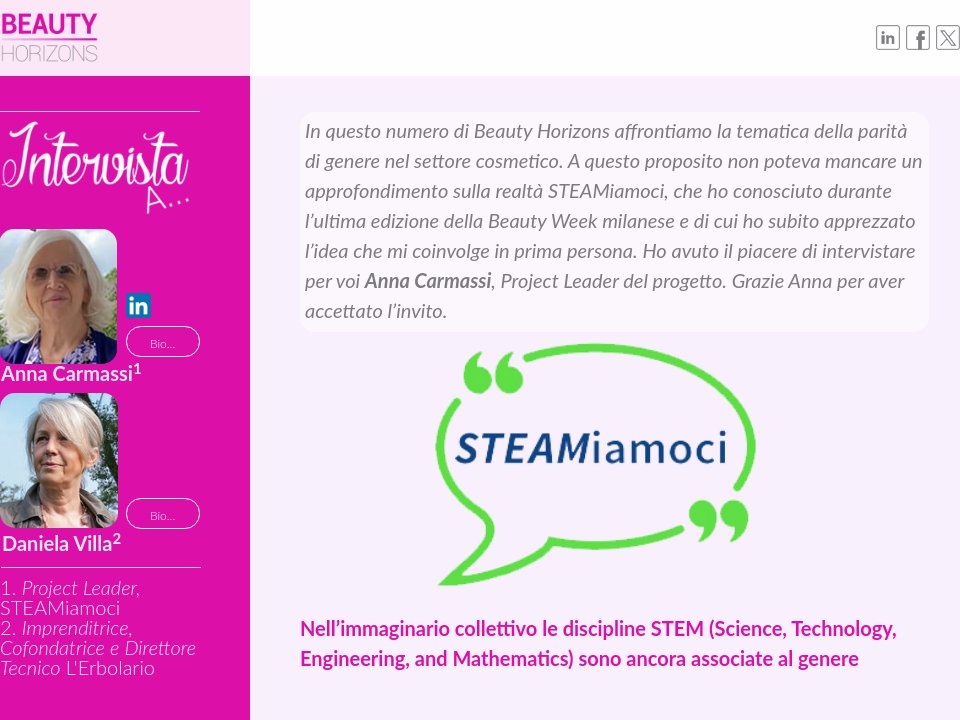 INTERVISTA: Anna Carmassi e Daniela Villa per STEAMiamoci - BEAUTY HORIZONS 2 2024 ITA