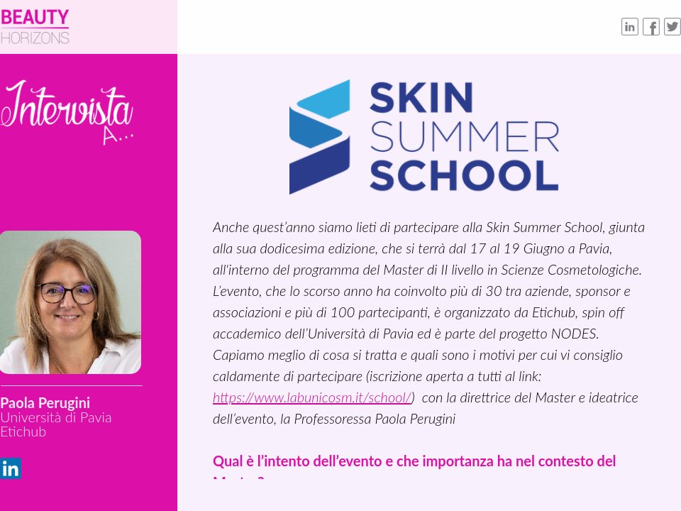 INTERVISTA: Paola Perugini - Università di Pavia - BEAUTY HORIZONS 2 ...