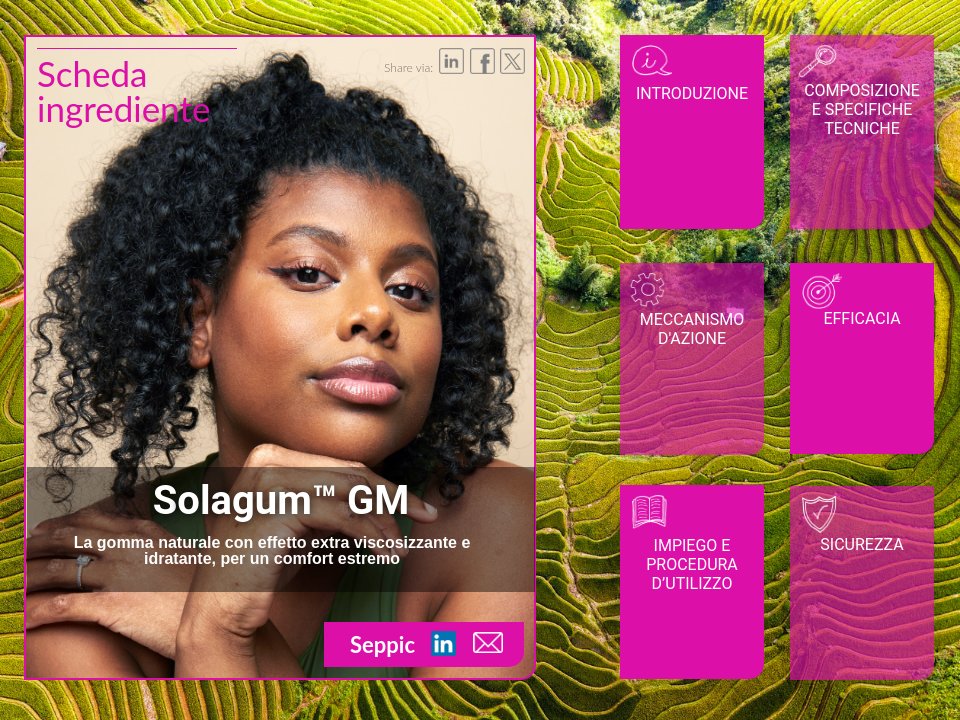 Solagum™ GM - Seppic - Scheda ingrediente - BEAUTY HORIZONS 4 2024 ITA