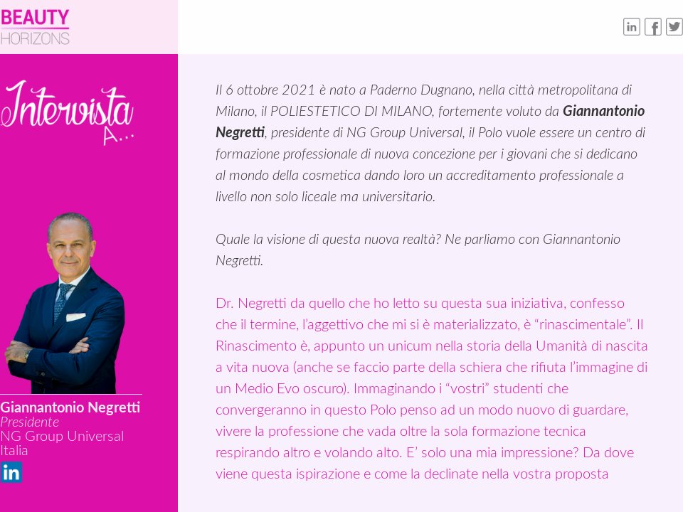 Intervista a Giannantonio Negretti - Presidente di NG Group Universal ...