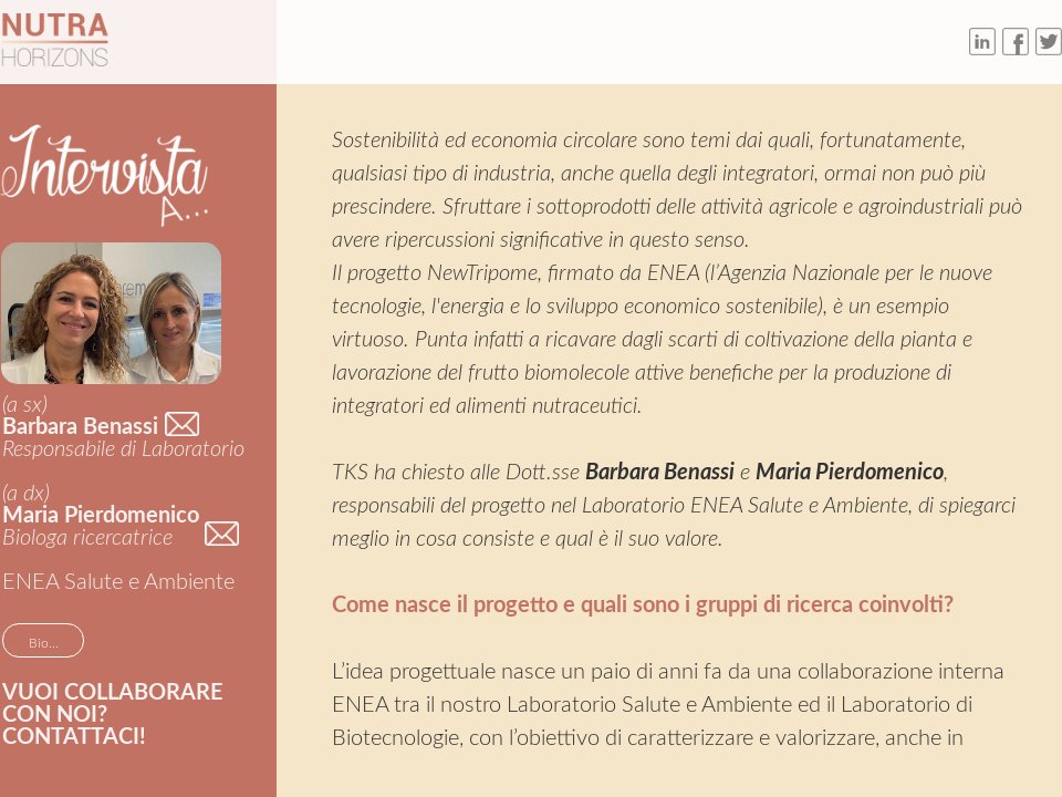 INTERVISTA: Barbara Benassi e Maria Pierdomenico - ENEA - NUTRA ...