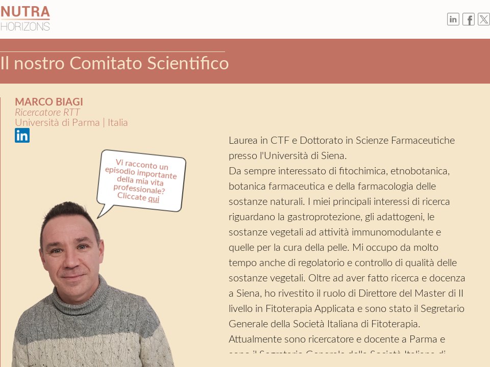 Il nostro Comitato Scientifico - NUTRA HORIZONS 6 2023 ITA